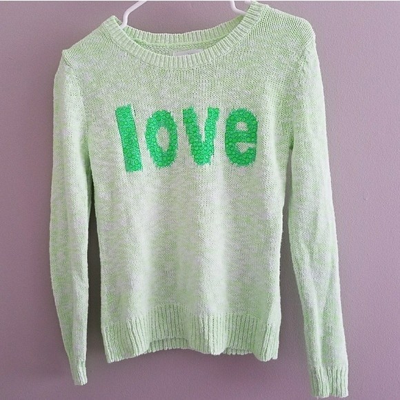 Justice | Sweaters | Lime Green Love Sweater | Poshmark